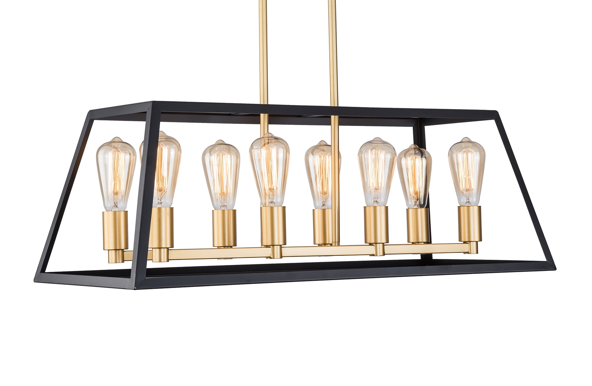 Modern Geometric Chandeliers, 8-Light Black and Gold Finish Chandelier ...