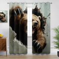 Brown Bear Blackout Curtains, 3D Wildlife Bear Animal Window Curtains ...