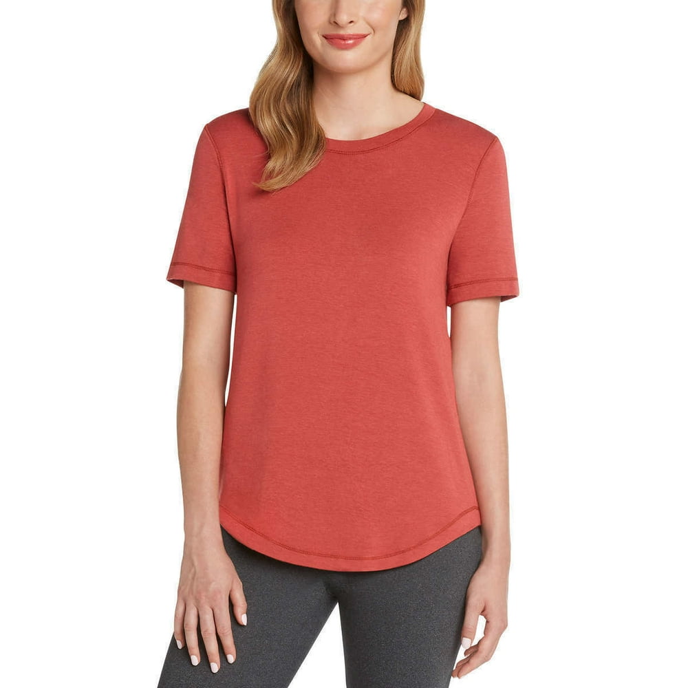 Matty M - Matty M Women's Short Sleeve Crew Neck Shirt Top, Clay/Red ...