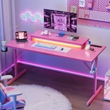 Bestier 52 inch Gaming Desk with Power Strip and LED Monitor Stand ...