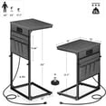 C Shaped End Table with Charging Station, 33" Tall Side Table for Couch ...