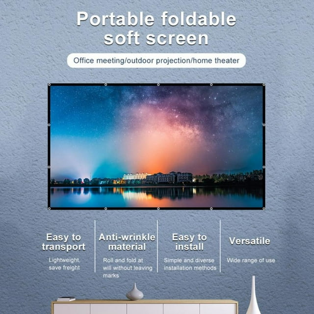 60/72/84/100/120/150 Inch Projector Screen, 16:9 High Contrast ...