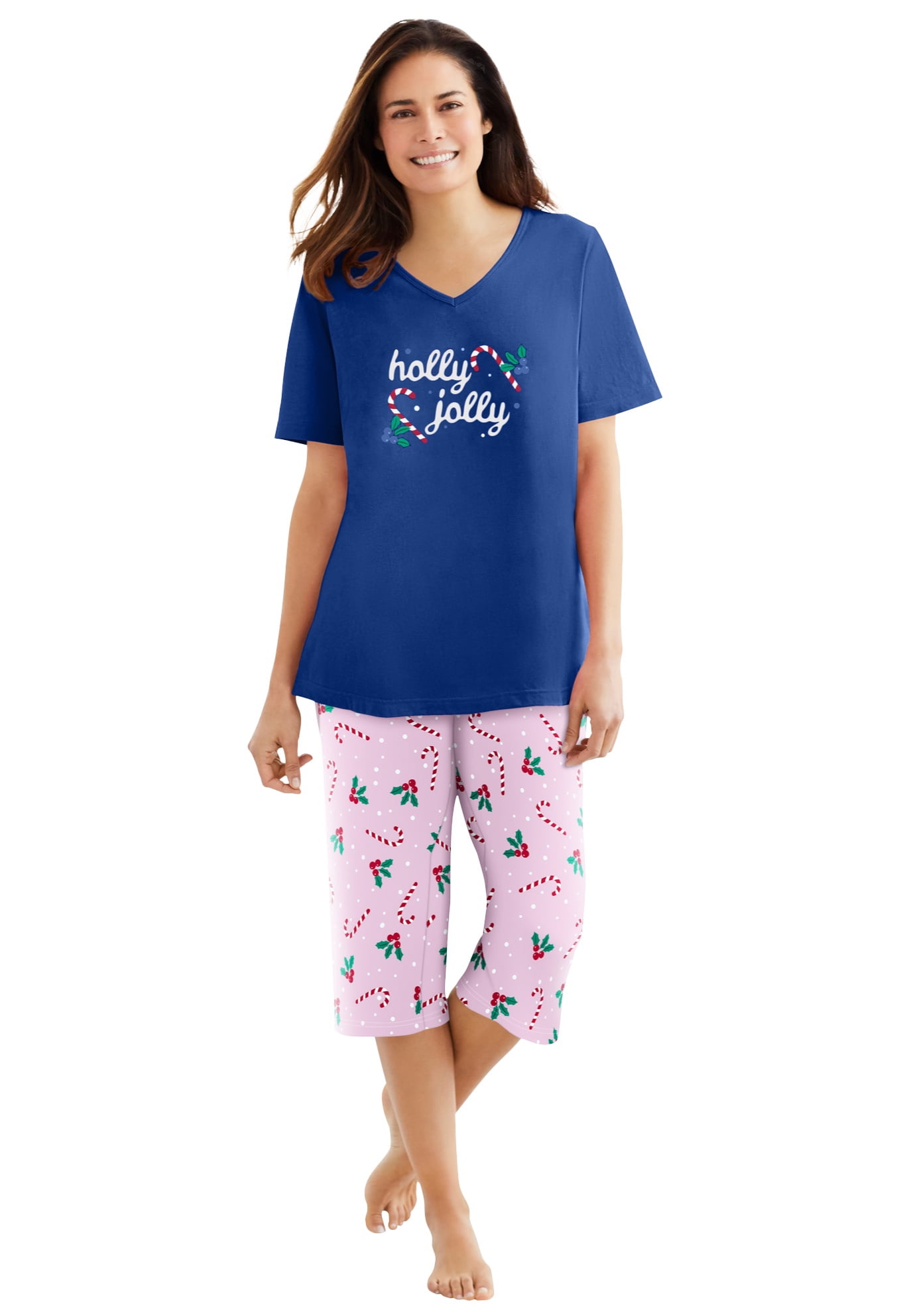 Dreams And Co Womens Plus Size 2 Piece Capri Pj Set Pajamas