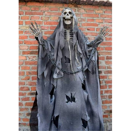 LZMY 5.9ft Halloween Scary Ghost Skeleton Props Big Animated Hanging ...