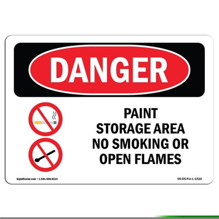 SignMission OS-DS-P-1014-L-1516 Danger Paint Storage Area No Smoking or ...