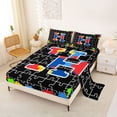 Catabedysis Black Puzzle Print Bed Sheets,Jigsaw Initial Pattern Full ...
