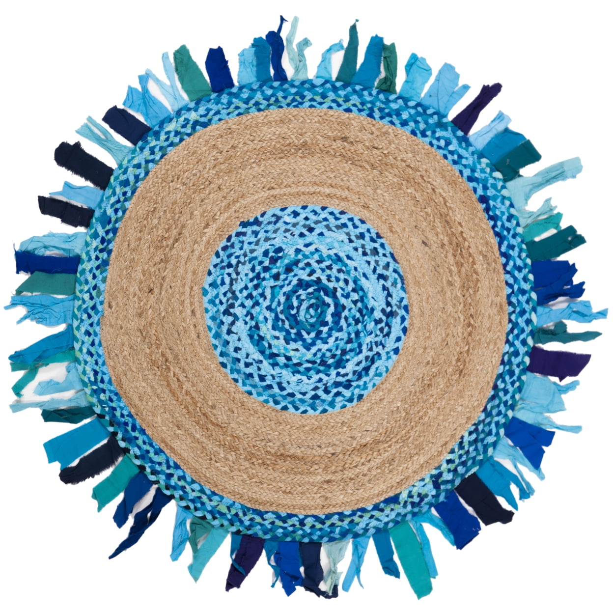 SAFAVIEH Cape Cod Susan Braided with Fringe Area Rug, 3' x 3' Round ...