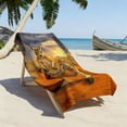 1pc, cartoon kangaroo style oversized soft beach towel, desert sunset ...