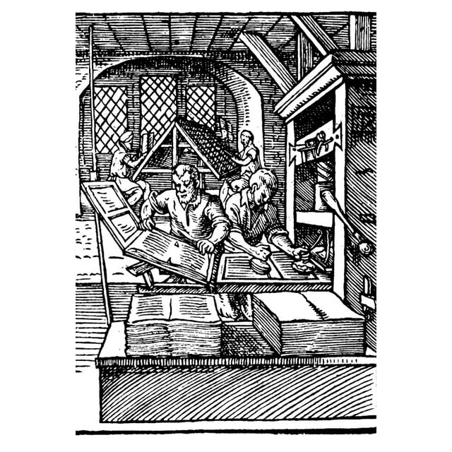 24x36 gallery poster, Early wooden printing press, depicted in 1568 ... 24x36 gallery poster, Early wooden printing press, depicted in 1568 ...