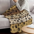 Animal Paw Print Throw Flannel Blanket Dog Claws Pattern Brown Wooden ...