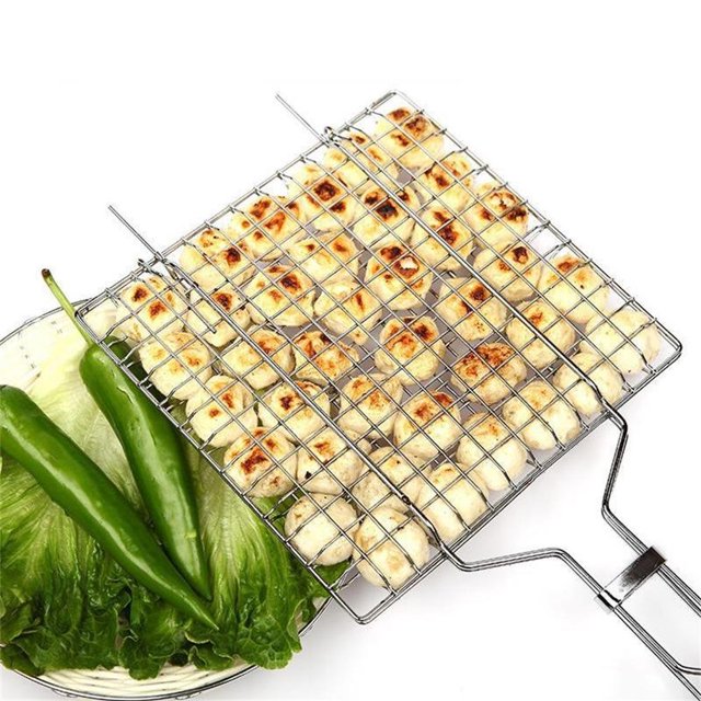 Saker Handheld Barbecue Grill Mesh, Portable BBQ Net Square Grilled ...