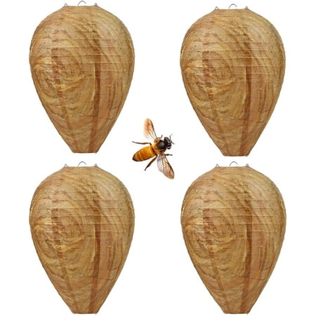 GWHOLE 4 Pack Wasp Nest Decoy Eco-Friendly Hanging Fake Wasp Nest Wasp ...