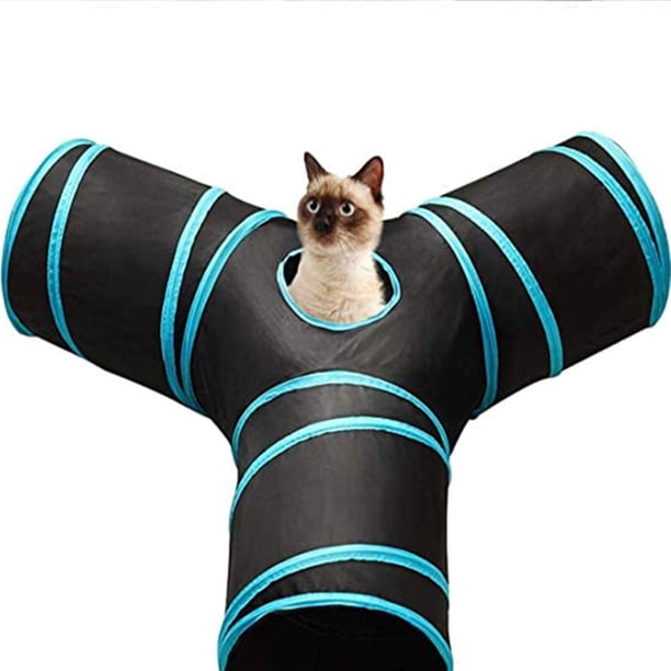 Pet Cat Tunnel,Tube Cat Toys 3 Way Collapsible Peek Hole Toy with Ball ...