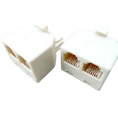 2 Ways 6P4C Telephone Socket Jack Line Splitter Adapter Connector ...