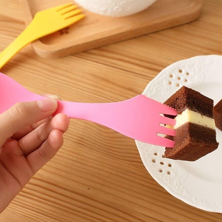 6Pcs Colorful Sporks Set 3 In 1 Multi-Functional Knife Fork Spoon ...