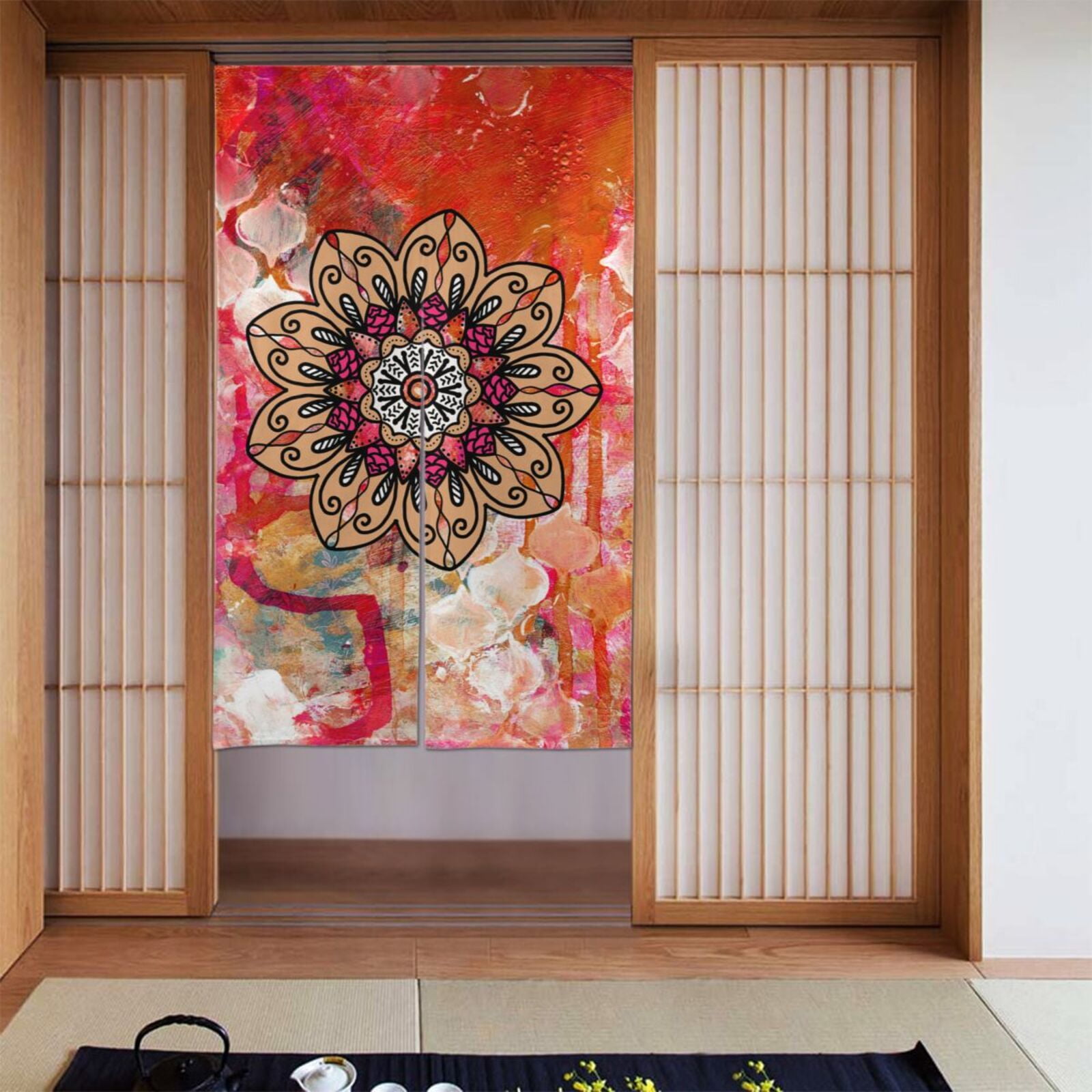 Doorway Drape Split Curtains, Boho Mandala Ethnic Style Room Divider ...