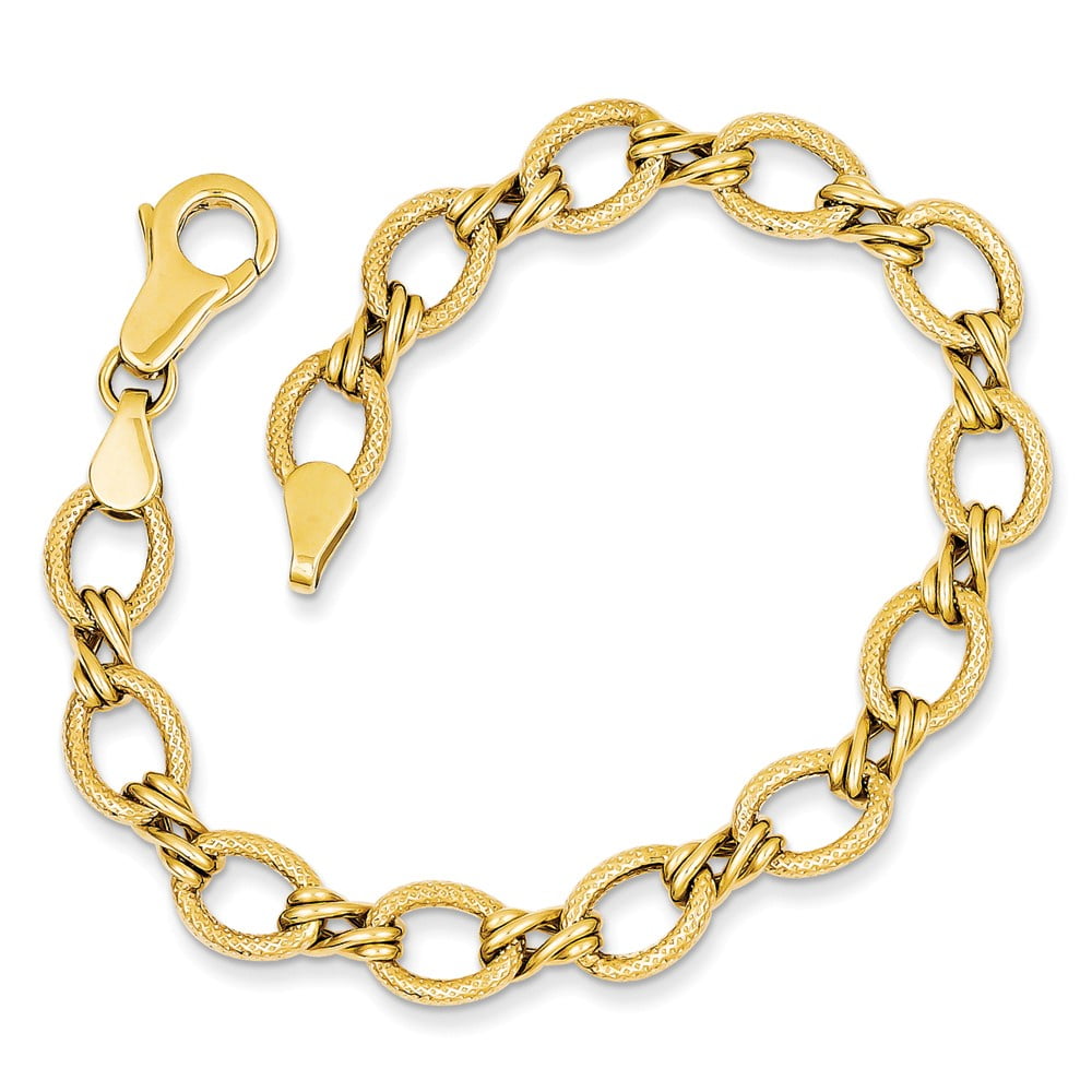 Real 14kt Yellow Gold Fancy Chain Bracelet; 7 inch; Lobster (Fancy ...