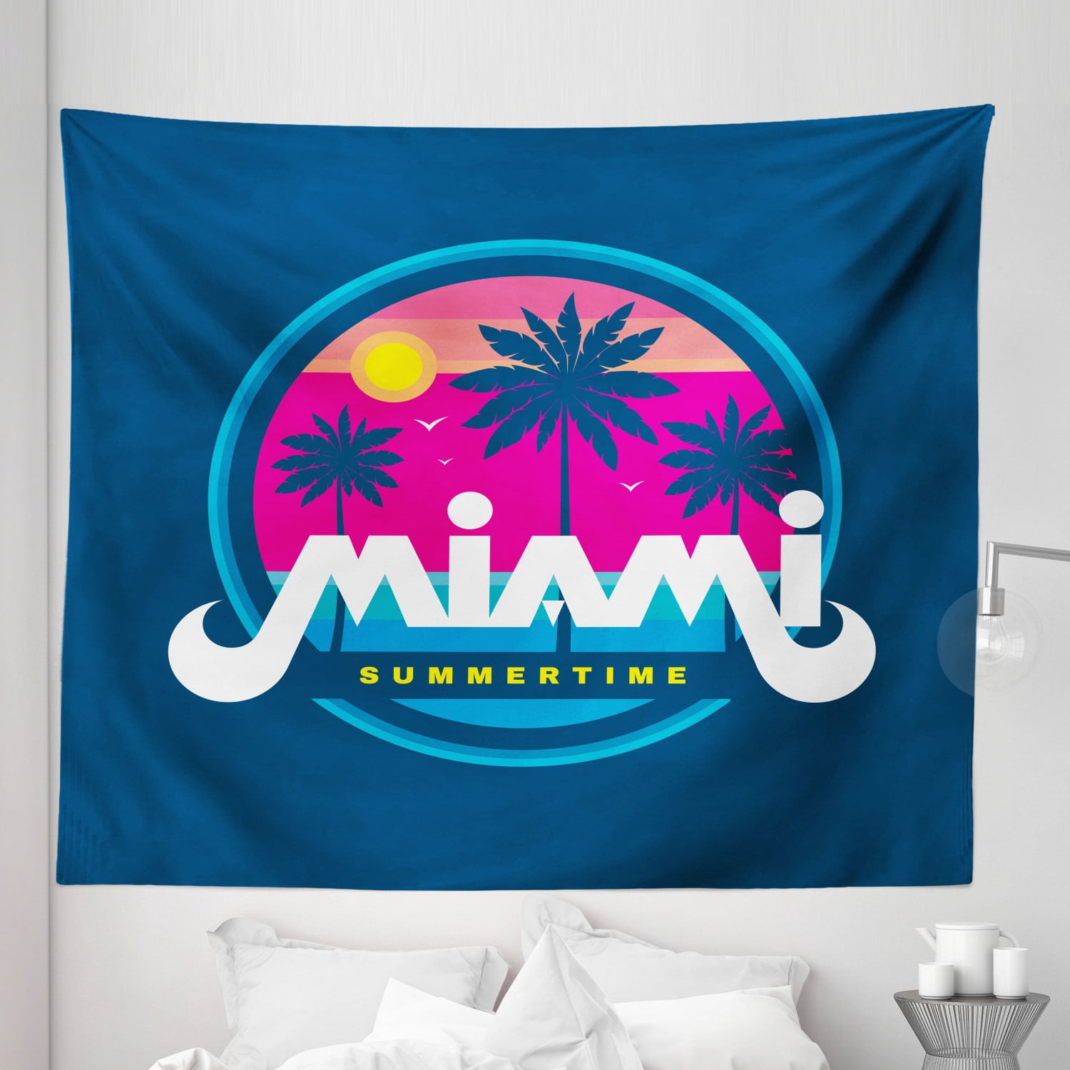 Vintage Florida Tapestry, Miami Summertime Coast Ocean Love Typography ...