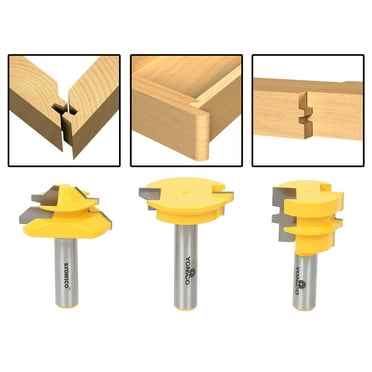Yonico Set of 3 Lock Miter 45 Degree Glue Joint Router Bits - 15334 ...