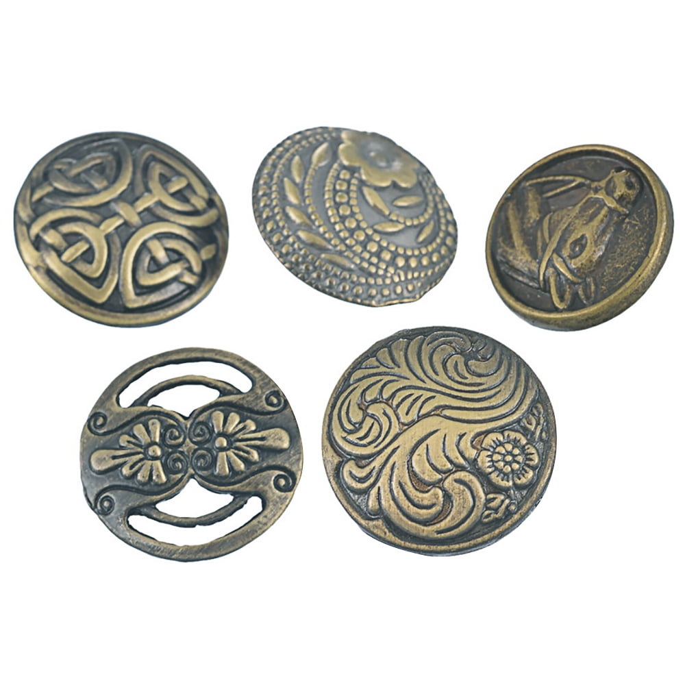 SEARCHI 50Pcs Buttons Mixed Antique Bronze Color Round Shape Flower ...