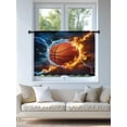 Basketball Sheer Curtains 45 Inch Long 1 Panel Water and Fire Lightning ...