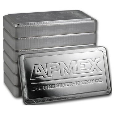 APMEX 1 oz Silver Bullion Bar - Lot of 10 Bars with American Eagle ...