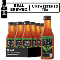 Lipton Pure Leaf Unsweetened Real Brewed Green Iced Tea, 18.5 fl oz, 12 ...