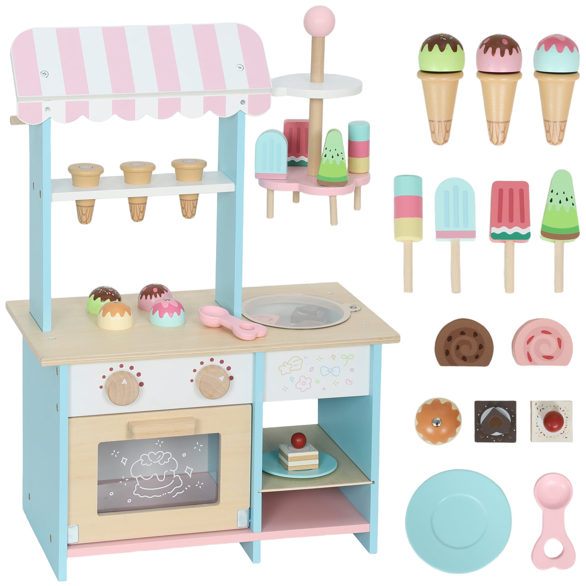 Click here for Qaba Wooden Ice Cream Toy Shop  Pretend Play Food... prices