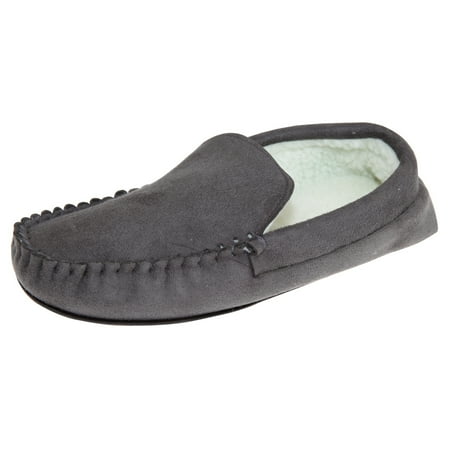 Slumberzzz Mens Fleece Lined Faux-Suede Moccasin Slippers | Walmart Canada