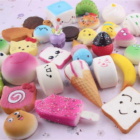10pcs Random Kawaii Mini Soft Squishy Foods Doughnut Lovely Cake Cute ...