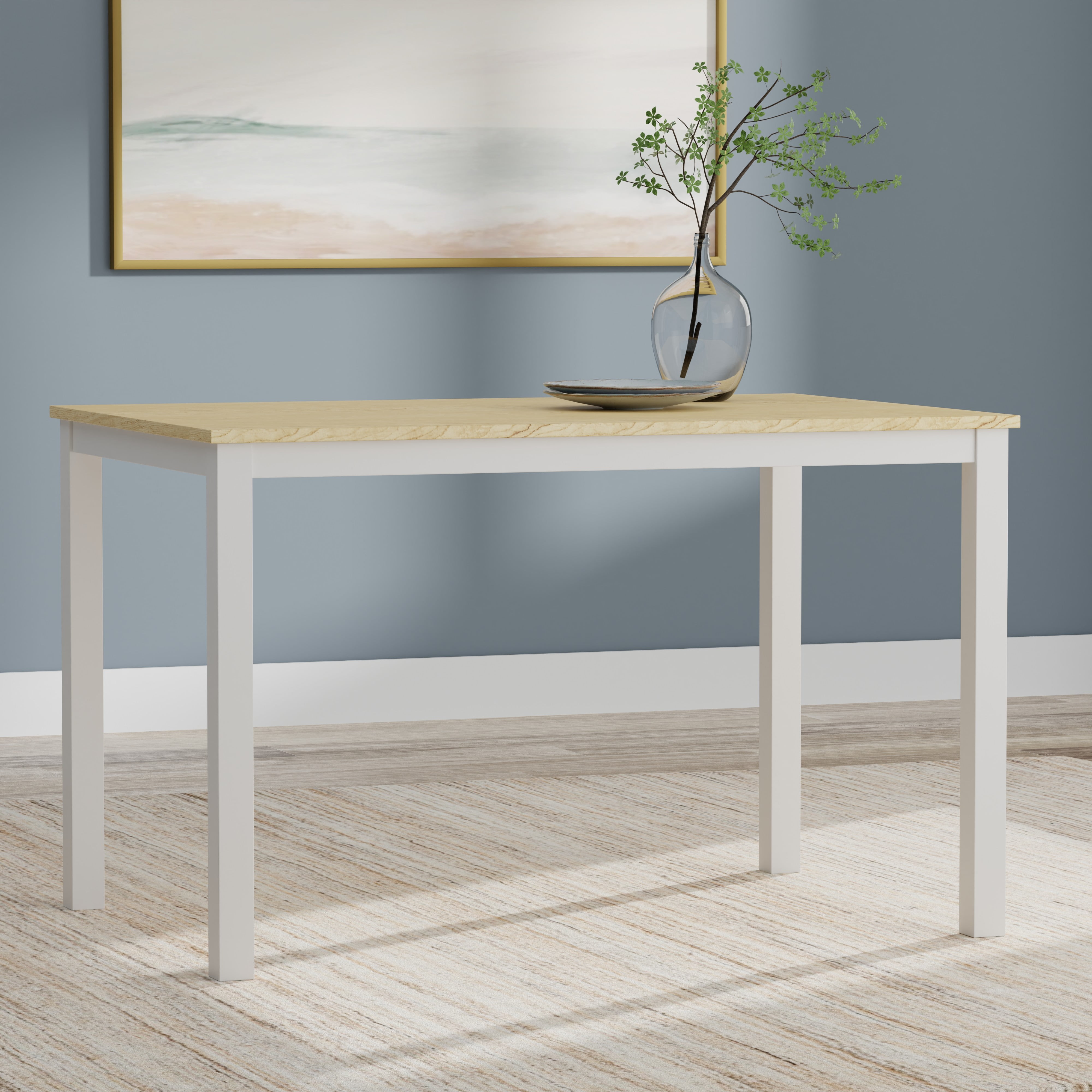 48" Rectangular Solid Wood Dining Table in White/Natural - Walmart.com