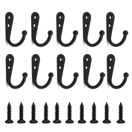FanShow 10 pcs Single Hooks Black Wall Hooks Coat Rack Black Fitted ...
