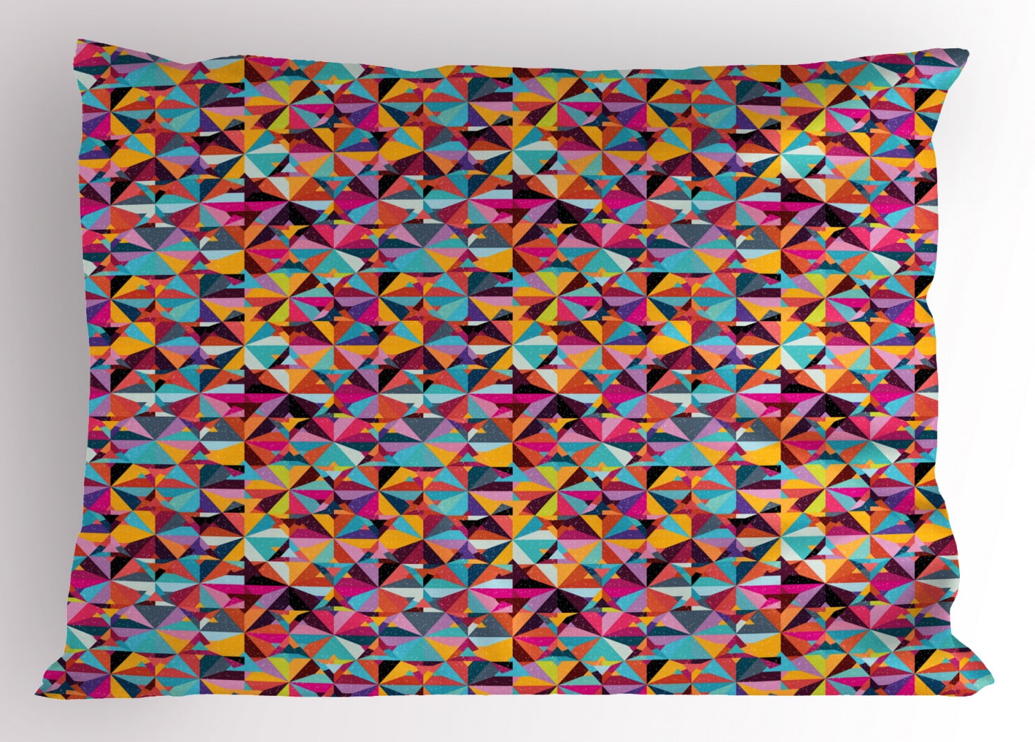 Colorful Pillow Sham, Grunge Effect Complex Design with Vibrant Colored ...