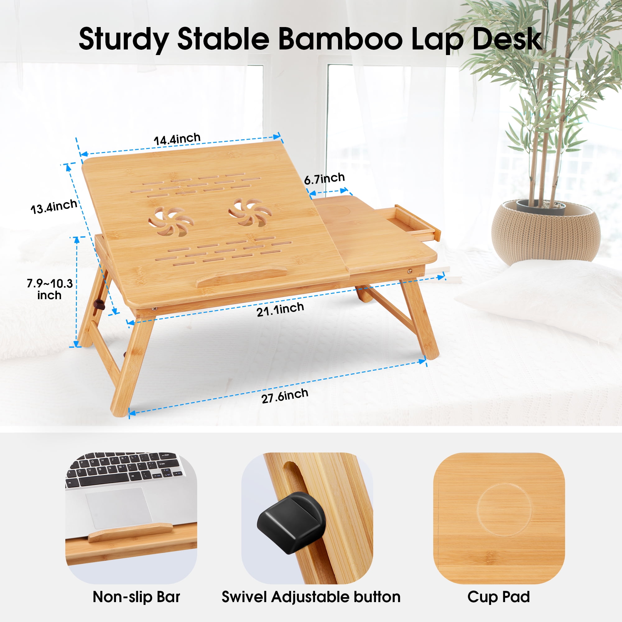 Qunler Lap Desk, Naturally Bamboo Folding Bed Desk, Philippines | Ubuy