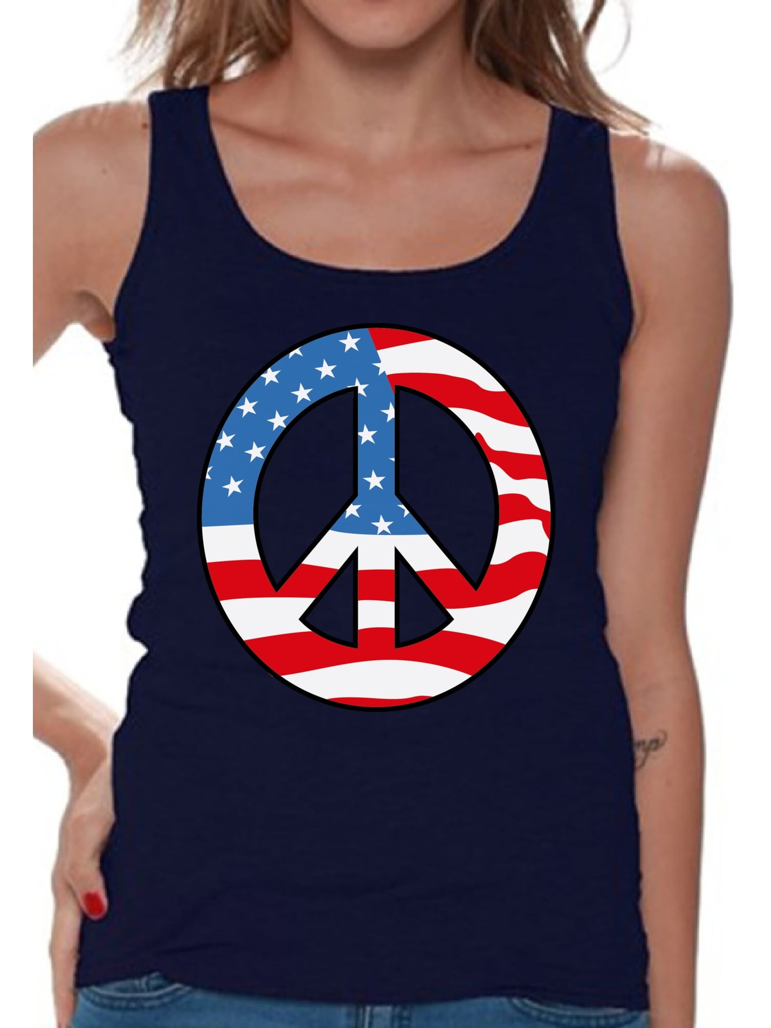 Awkward Styles Women's Peace Flag Patriotic Graphic Tank Tops American ...