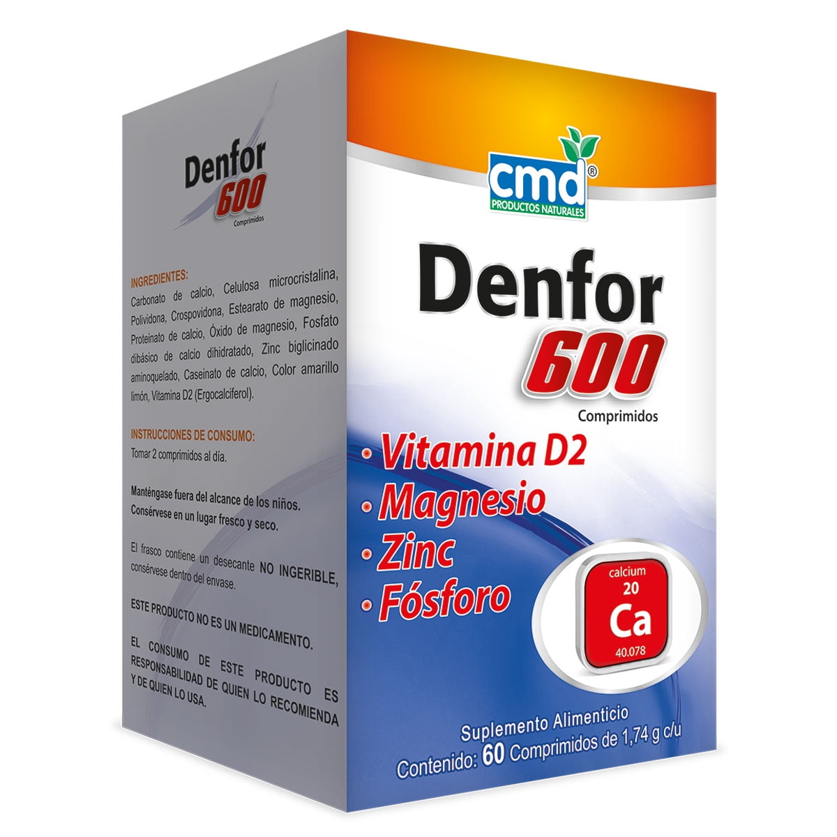 Calcio + Magnesio + Vitamina D2 cmd Denfor 600 Comprimidos | Bodega Aurrera en línea