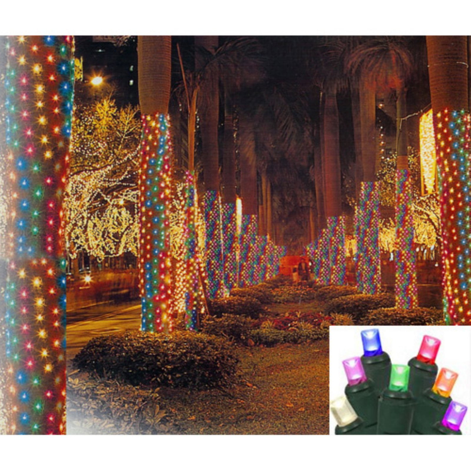 Vickerman LED Multicolor Tree Trunk Wrap Lights with Green Wire ...