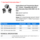 Engine Mount and Transmission Mount Kit - 3 Piece - Compatible with ...