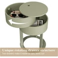 Round Side Table with Hidden Storage Drawers, Modern Nightstand with ...