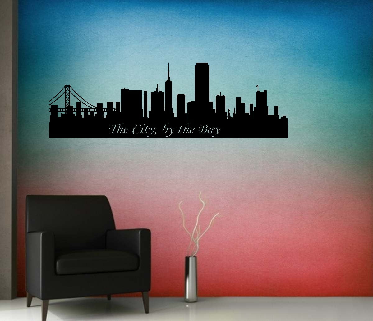 Decal ~ THE CITY BY THE BAY ~ SAN FRANCISCO SKYLINE: WALL DECAL 12" X ...