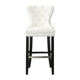 Costaelm Hank 29" Tufted Velvet Bar Stool Black (Set of 3), Velvet ...