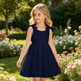 Bobifish Big Girls Dresses Crew V Back Neck Sleeveless Tie Bow Shoulder ...
