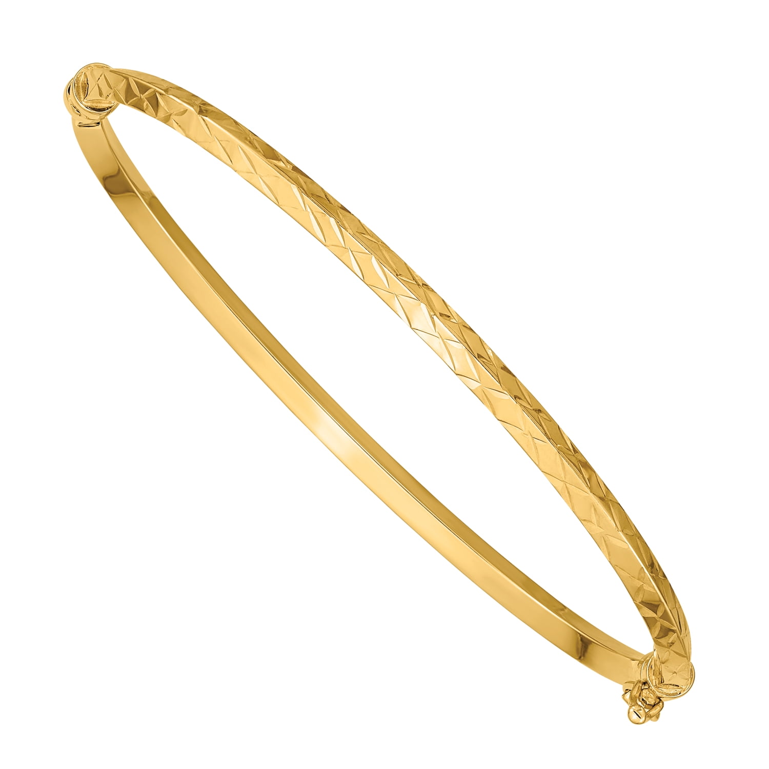 Primal Gold 14 Karat Yellow Gold Polished Diamond Cut Hinged Bangle primal-gold-14-karat-yellow-gold-polished-diamond-cut-hinged-bangle
