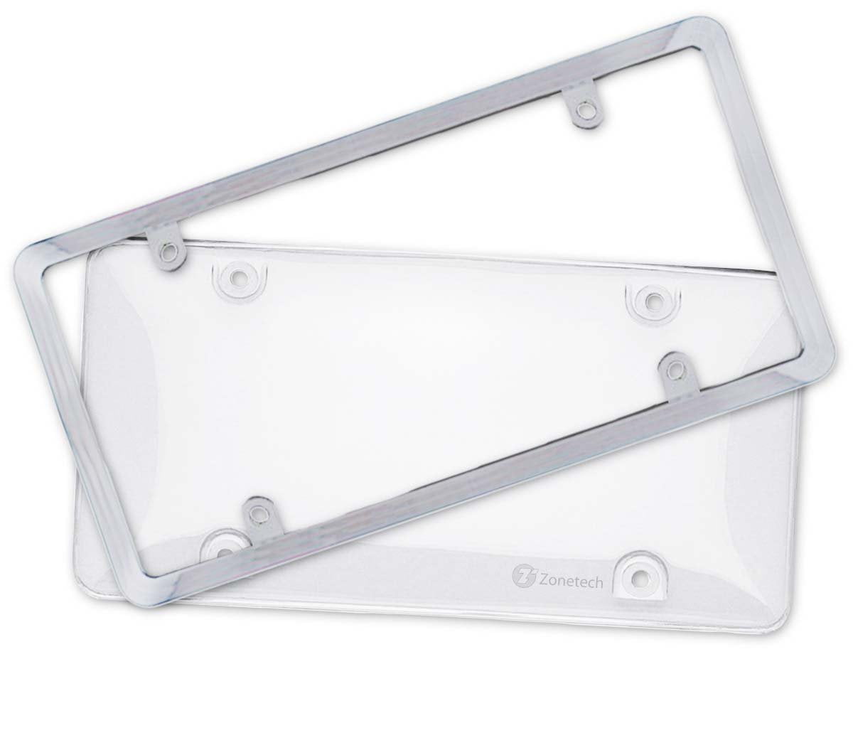 Zone Tech Clear License Plate Cover Frame Shield Combo - License Plate ...