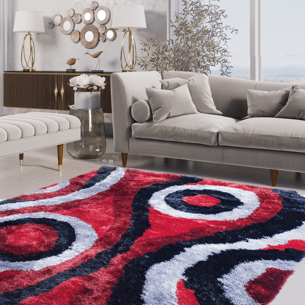 Optima Echo Red And Black 5x7 ft Shag Area Rug - Walmart.com