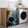 Bear Fishing Cabinet Curtains 35" W x 35" L Forest Stream Animals ...
