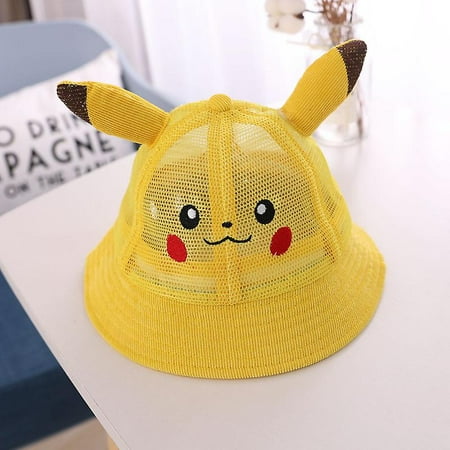 Pokemon Pikachu Mesh Basin Hat For Men And Women Anime Hollow Sun Hat ...