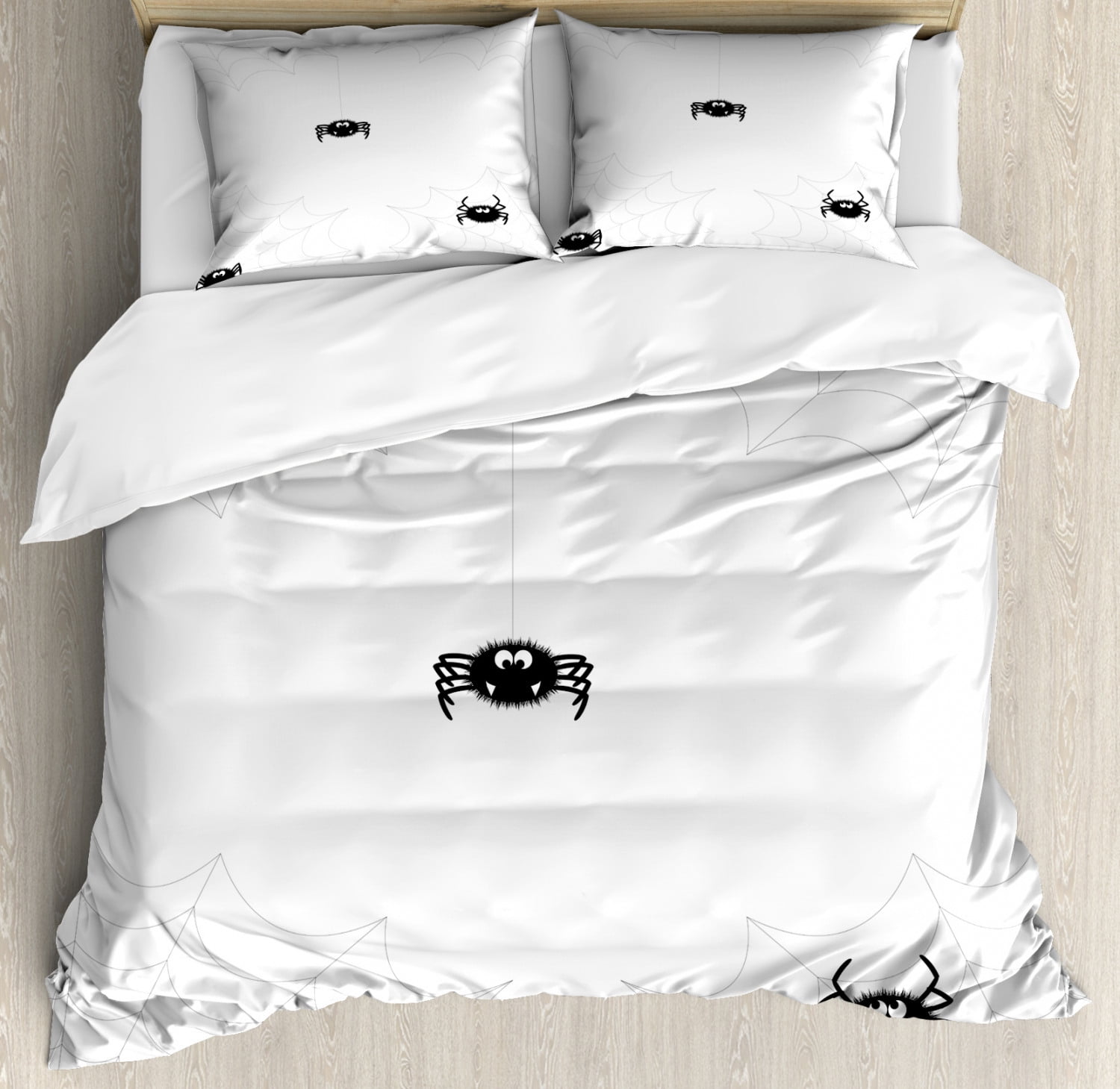 Spider Web Duvet Cover Set Queen Size, Cute Spider with Net in ...