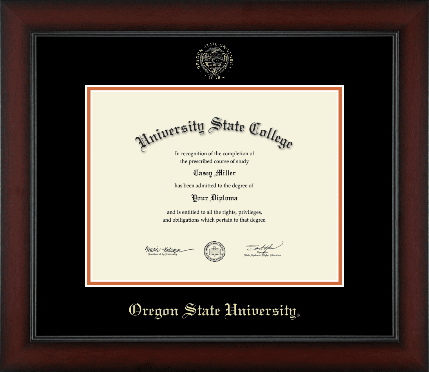 Oregon State University Diploma Frame, Document Size 11" x 8.5 ...