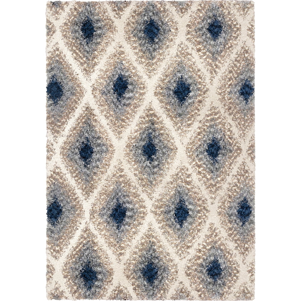 Orian Cotton Tail Shag Area Rug JA09 Ivory Diamonds Angled - Walmart.com